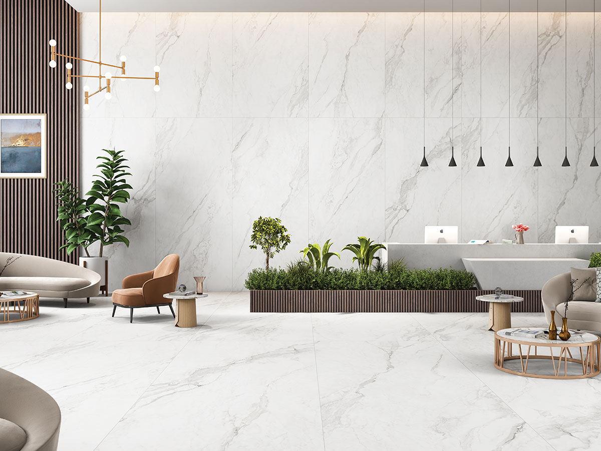 Modern White Colour Tiles Design for Floor and Walls | Simpolo Tiles